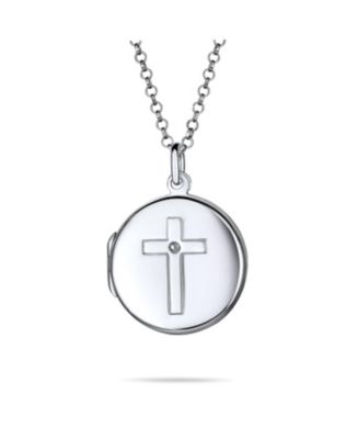 Bling Jewelry Religious Dainty Round Circle Holy Cross Locket Photo ...