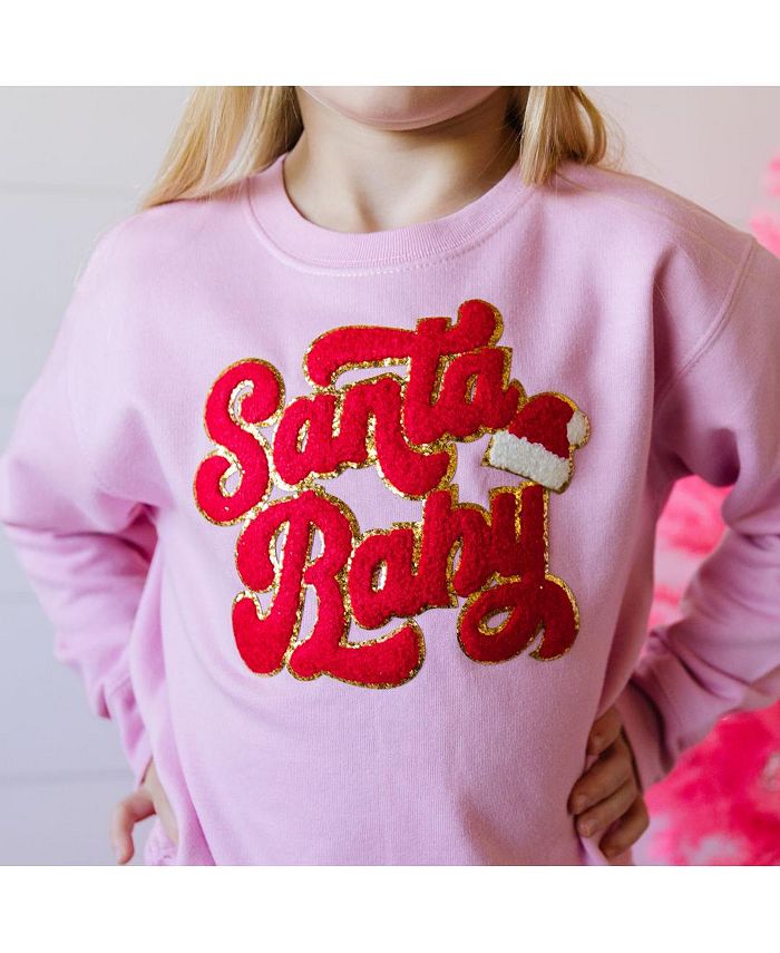 Sweet Wink Child Santa Baby Patch Crew Neck Sweatshirt, Pink Girls - Macy's
