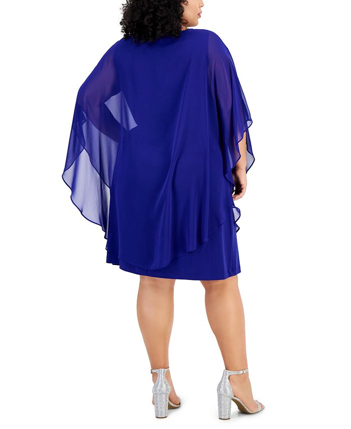Connected Plus Size Cape-Overlay Sheath Dress - Macy's