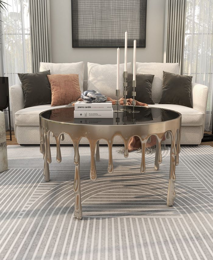 Rosemary Lane Aluminum Drip Coffee Table with Melting Designed Legs and ...