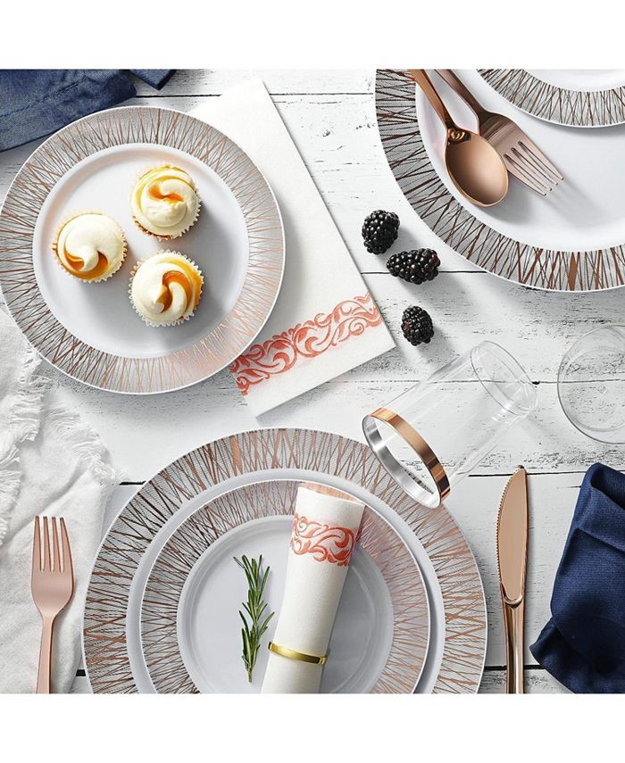 Chateau Fine Tableware 252-Piece Rose Gold Plates, Napkins, Party ...