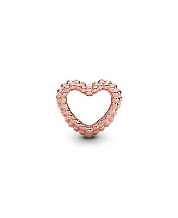 Pandora 14K Rose Gold-Plated Beaded Open Heart Charm - Macy's