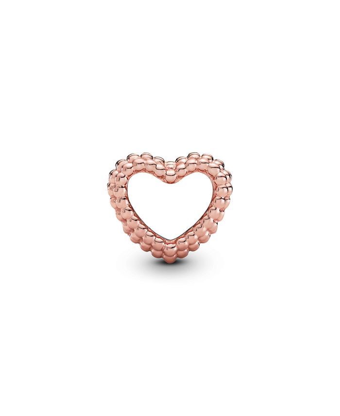 Pandora 14K Rose Gold-Plated Beaded Open Heart Charm - Macy's