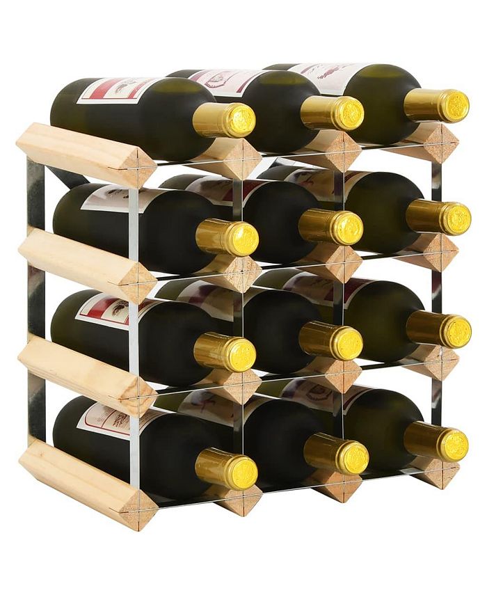 vidaXL Wine Rack for 12 Bottles Solid Pinewood - Macy's