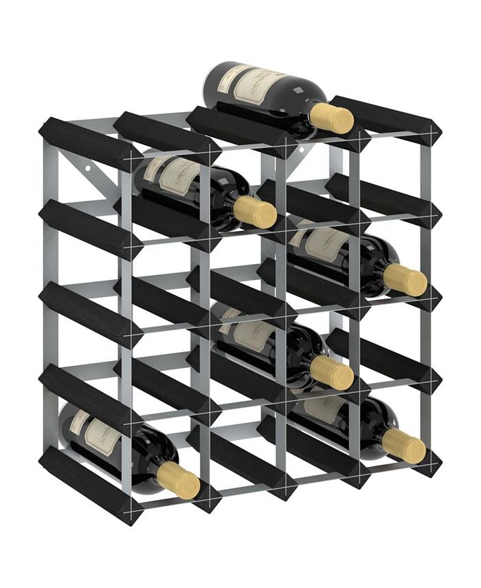 vidaXL Wine Rack for 20 Bottles Black Solid Pine Wood - Macy's