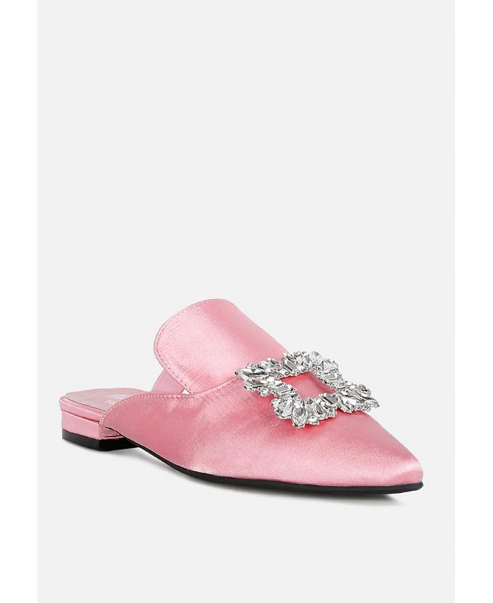 Rag & Co PERRINE Womens Diamante Brooch Slip On Mules - Macy's