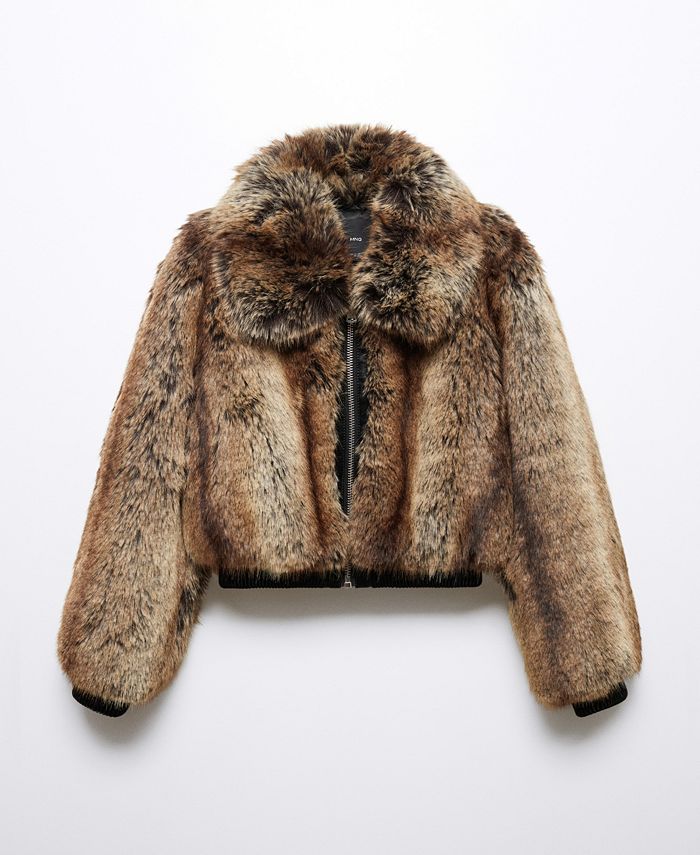 MANGO Women's Faux Fur Bomber Jacket - Macy's