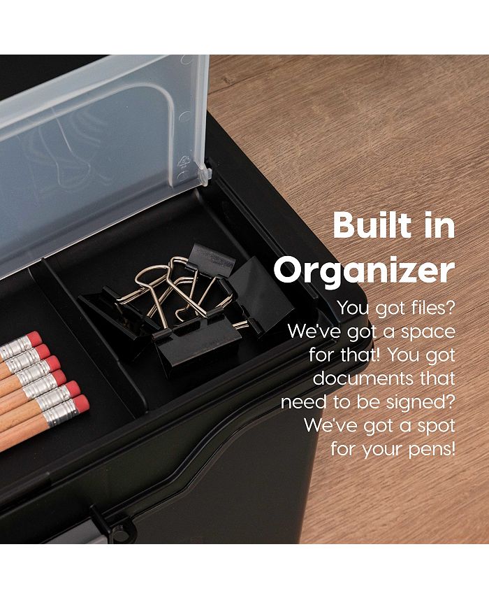 IRIS USA Portable Letter Size File Box with Built-In Organizer Lid and ...