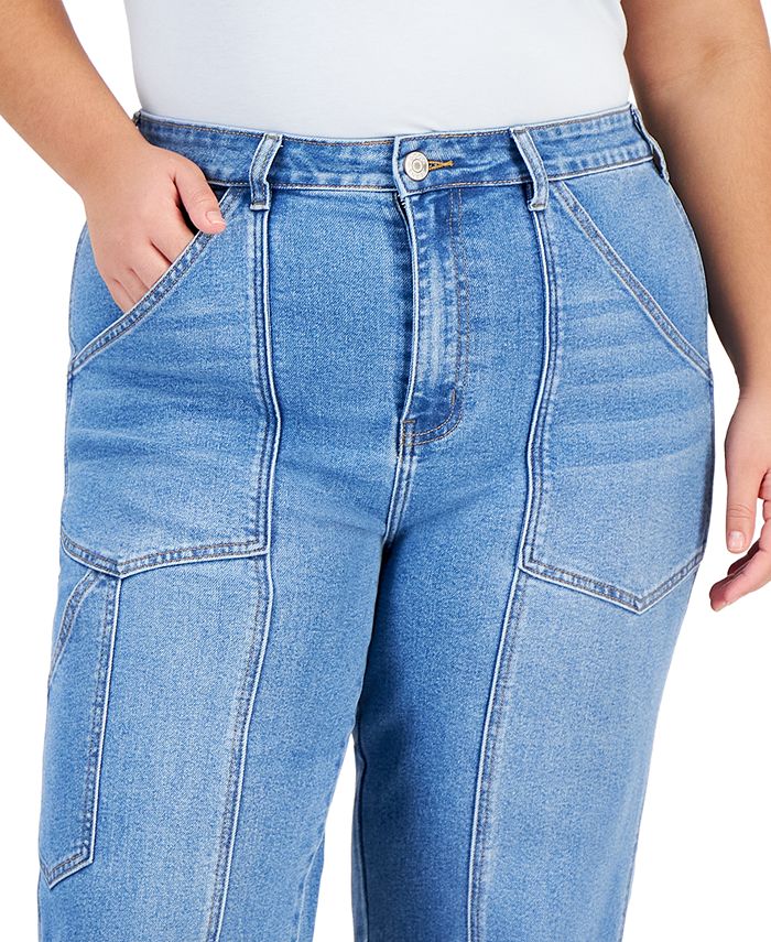Gogo Jeans Trendy Plus Size Front Seam Straight-Leg Jeans - Macy's
