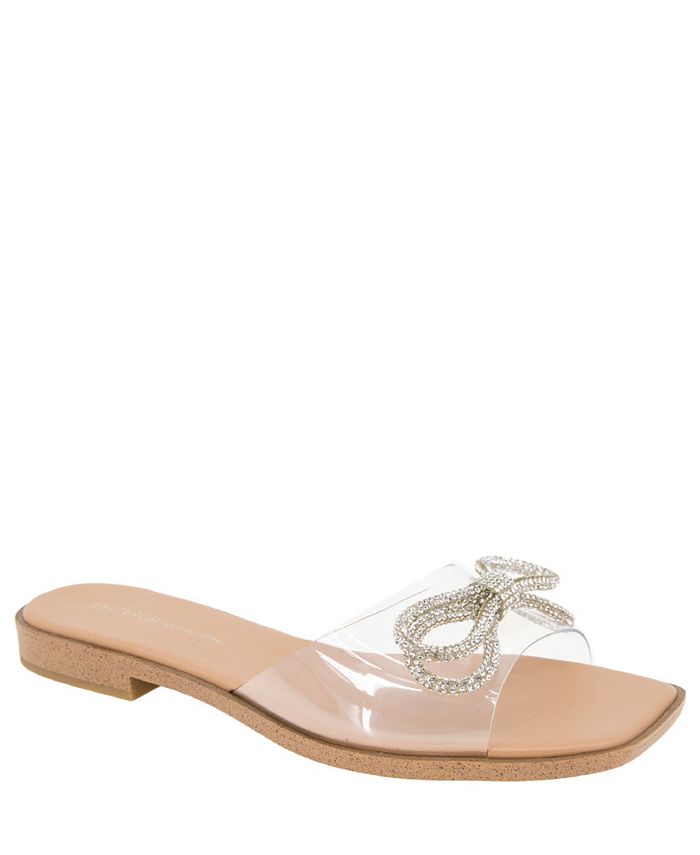 BCBGeneration Women's Laffi Rhinestone Bow Slide Sandals - Macy's