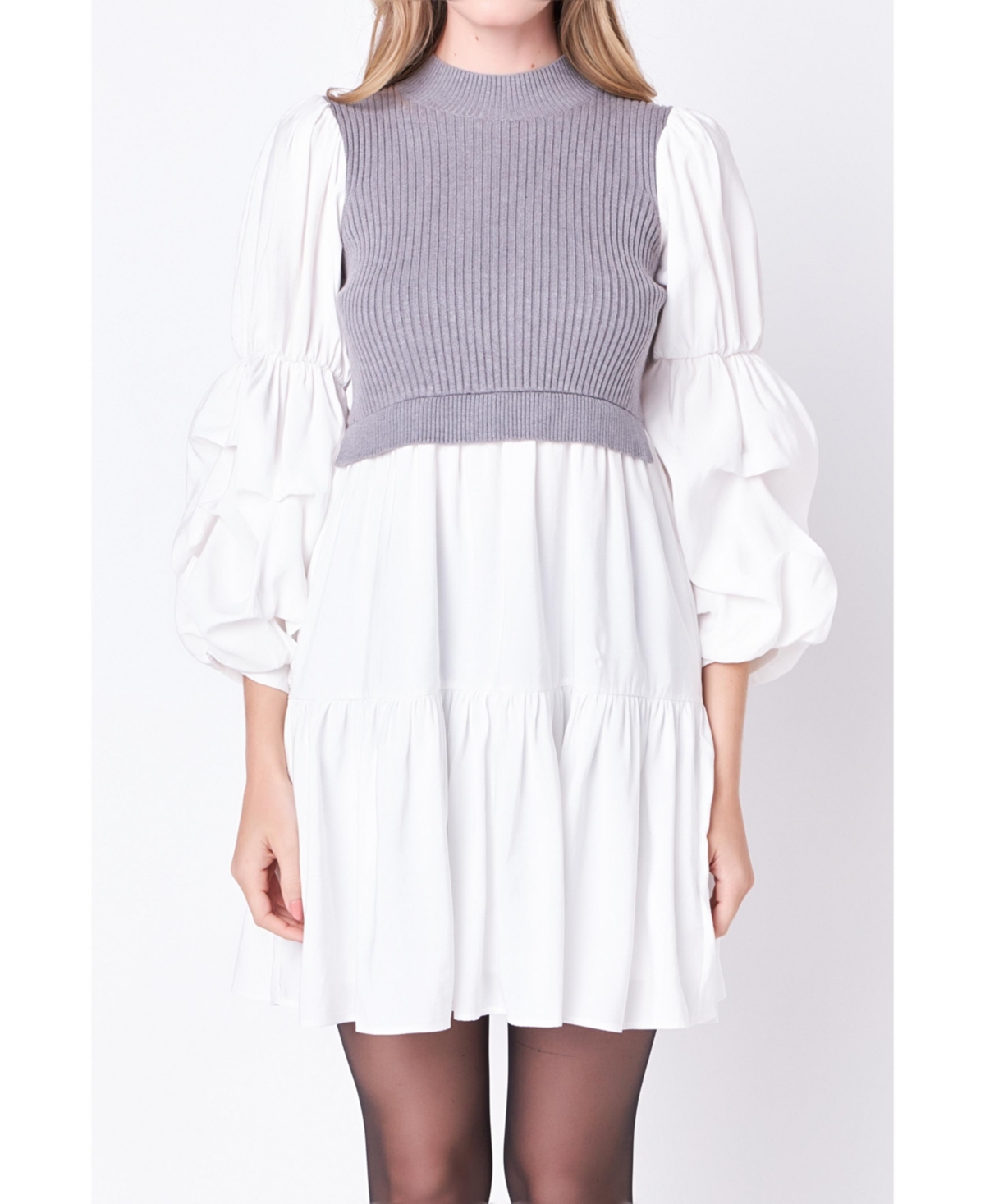Click here for English Factory Womens Mixed Media Mini Dress - He... prices