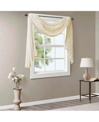 Gracie Mills 1-PC Irina Diamond Sheer Embroidered Window Scarf Drape ...