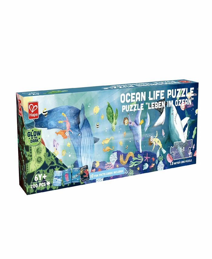 Hape Ocean Life Giant Glow-In-The-Dark Puzzle, 200 Pieces - Macy's