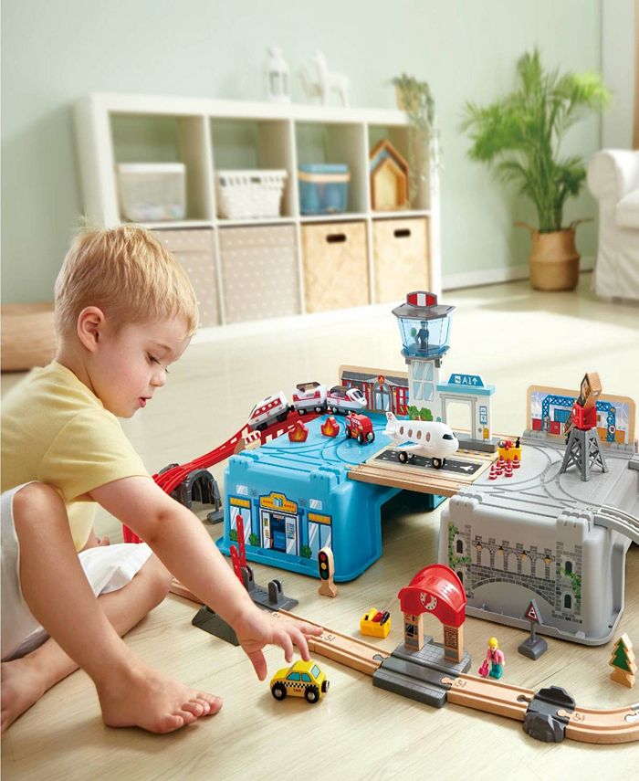 Hape Super Cityscape Transport Bucket Train Set - 80 PCS - Macy's