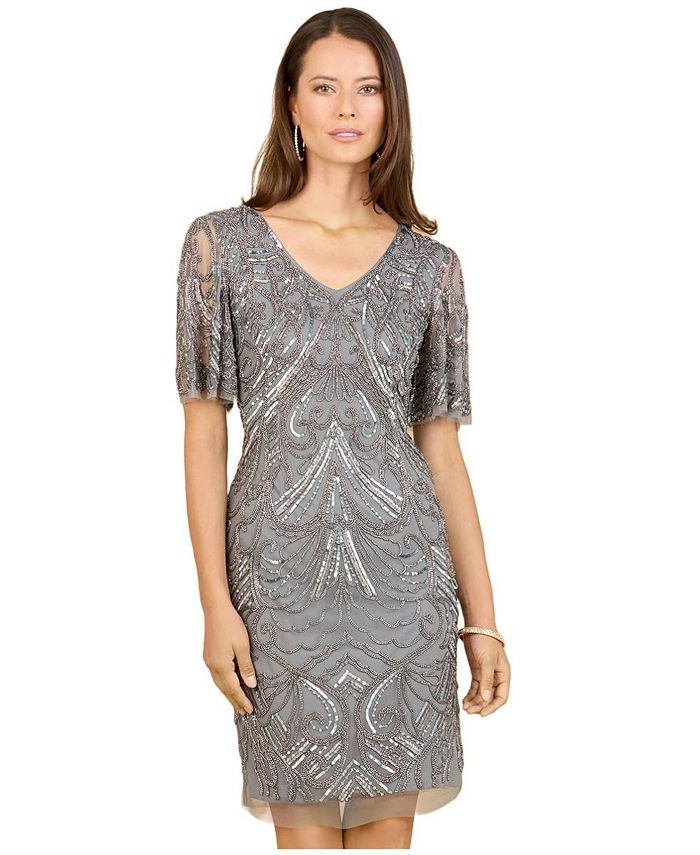 Lara - Women's Beaded Cocktail Dress with Short Sleeves - Macy's