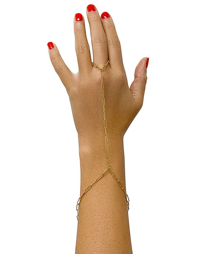 ADORNIA 14k Gold-Plated Adjustable Paperclip Hand Chain - Macy's