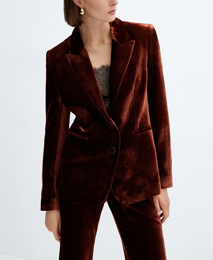 MANGO Women's Velvet Suit Blazer - Macy's