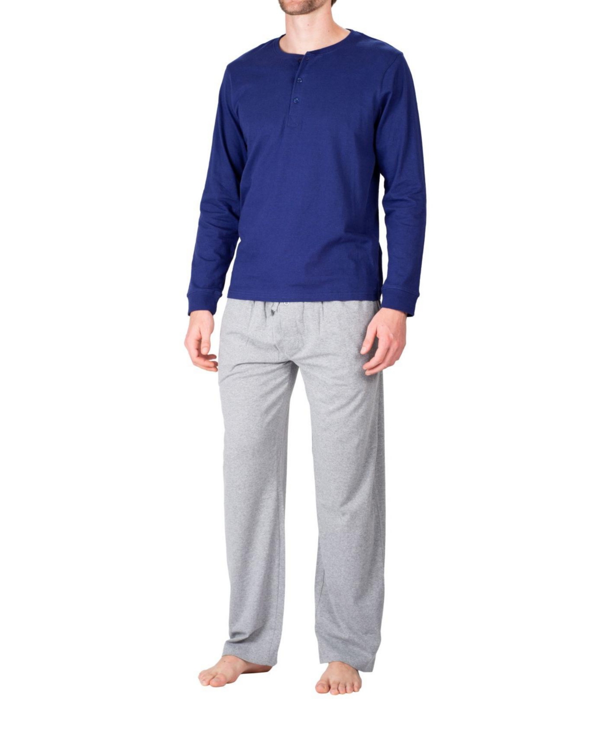 Click here for Sleep Hero Mens Henley Neck Knit Pajama Set - Grey... prices