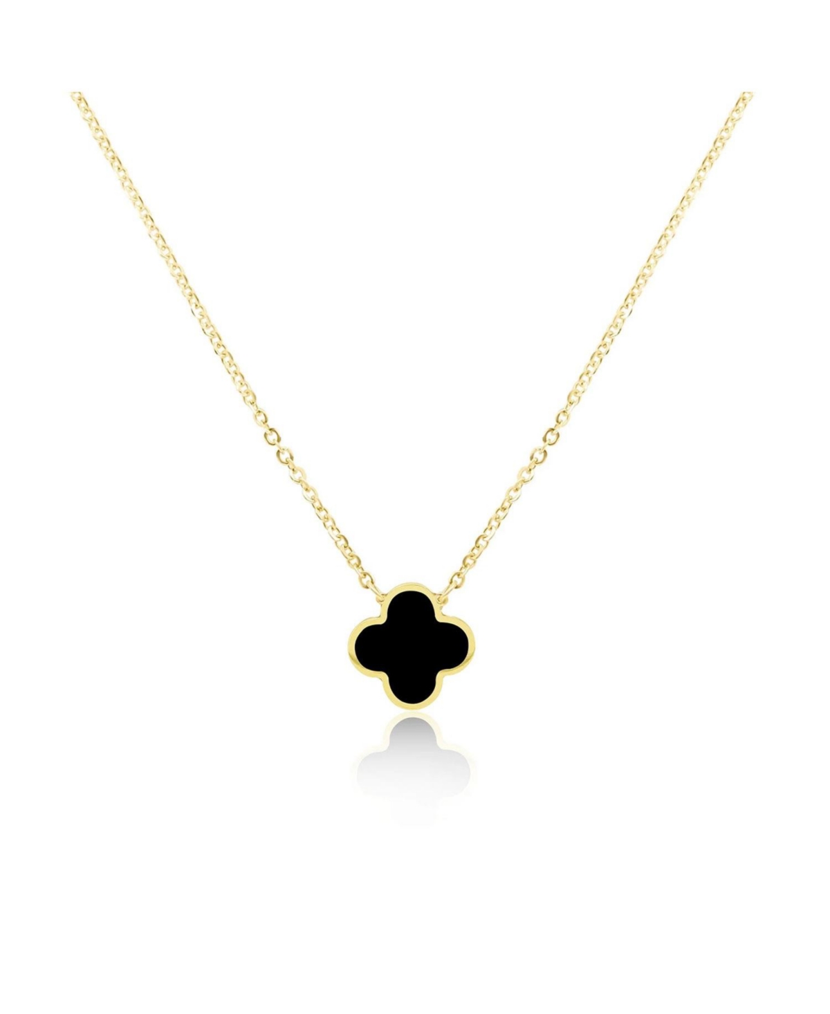 Click here for The Lovery Small Onyx Single Clover Necklace 14K Y... prices
