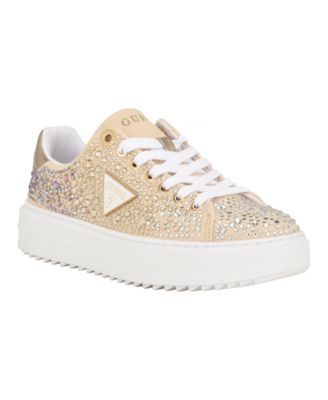 GUESS Women's Denesa Treaded Platform Lace-Up Sneakers - Macy's