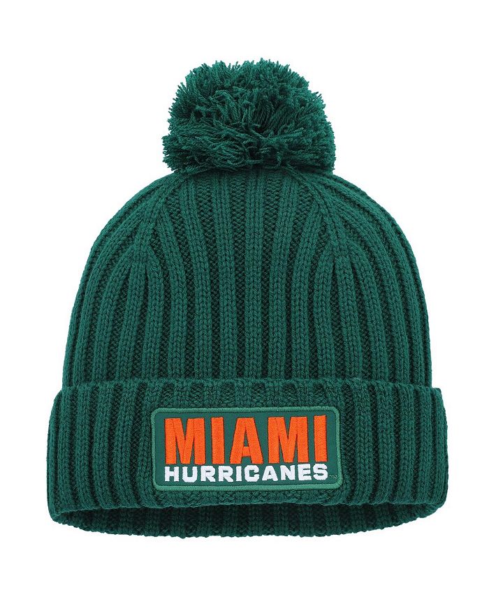 adidas Men's Green Miami Hurricanes Modern Ribbed Cuffed Knit Hat with ...