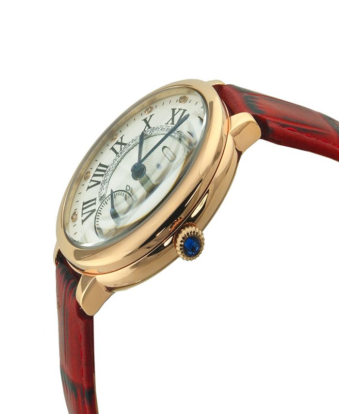 GV2 by Gevril Women's Rome Red Leather Watch 36mm - Macy's