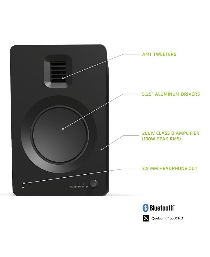 Kanto TUK Premium Powered Bookshelf Speakers with Headphone Out, USB ...