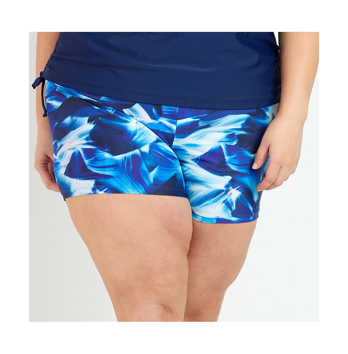 Click here for Calypsa Womens Plus Size Mid-Thigh Swim Shorts - N... prices