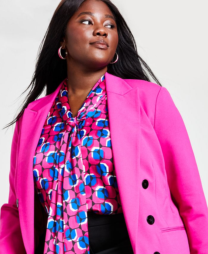 Bar III Plus Size Compression Faux Double-Breasted Blazer, Created for ...