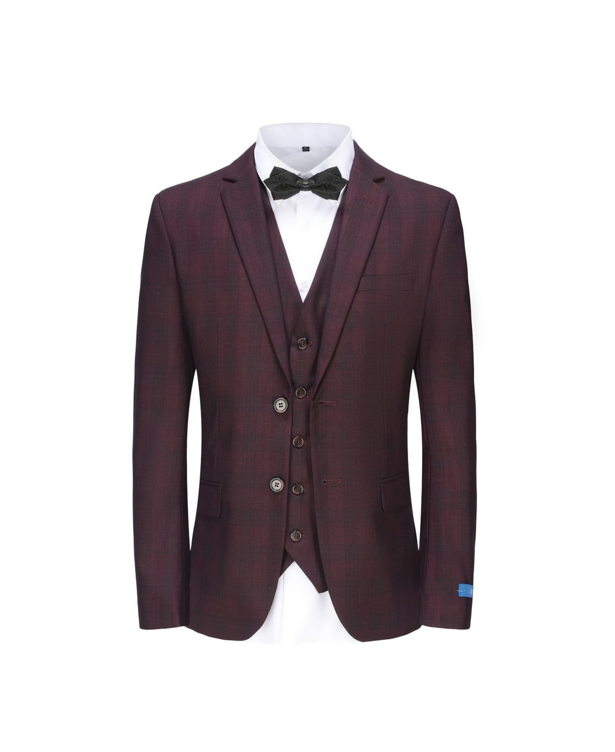 Click here for Gino Vitale Mens 3-Piece Slim Fit Check Suit - Bur... prices