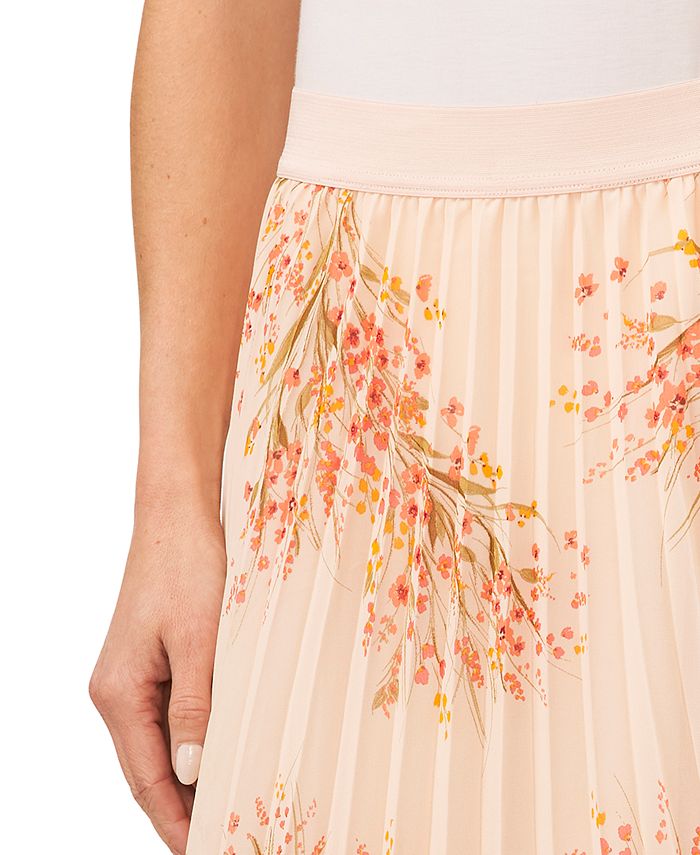 CeCe Women's Floral-Print Pleated Midi Skirt - Macy's