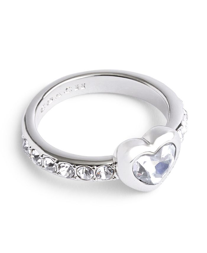 COACH Faux Stone Heart Cocktail Ring - Macy's