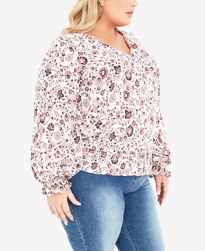 AVENUE Plus Size Mylah Shirred V-neck Top - Macy's