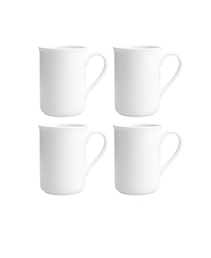 Fortessa Amanda White Embossed Mugs, Set of 4 - Macy's