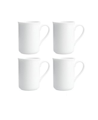 Fortessa Amanda White Embossed Mugs, Set of 4 - Macy's
