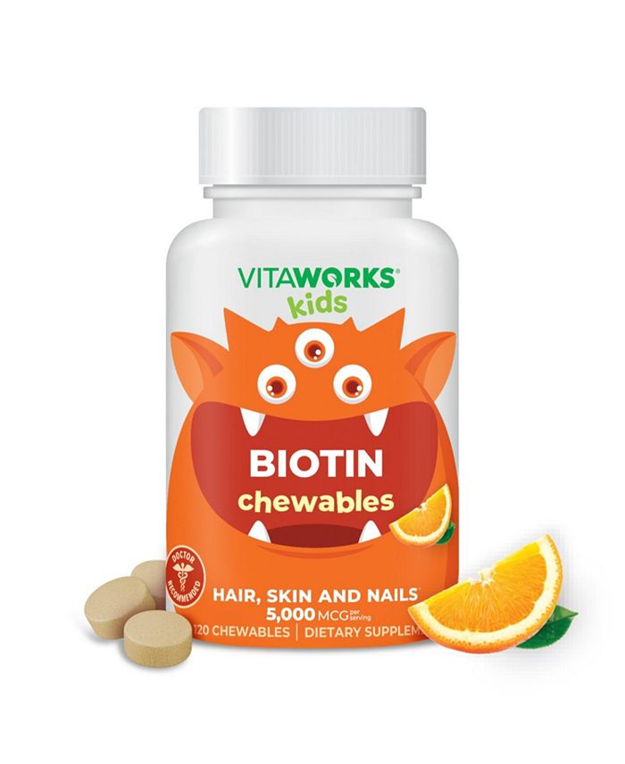 Vitaworks Kids Biotin 5000mcg Chewable Tablets - Tasty Natural Orange ...