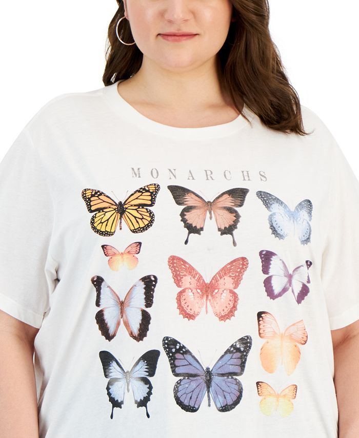 Grayson Threads, The Label Trendy Plus Size Butterfly Grid Graphic T ...