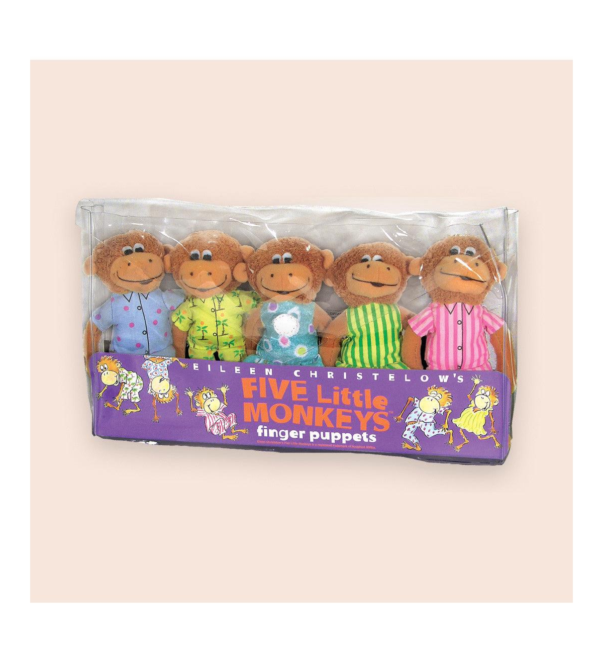 Merrymakers Five Little Monkeys Finger Puppet Playset In Open ...