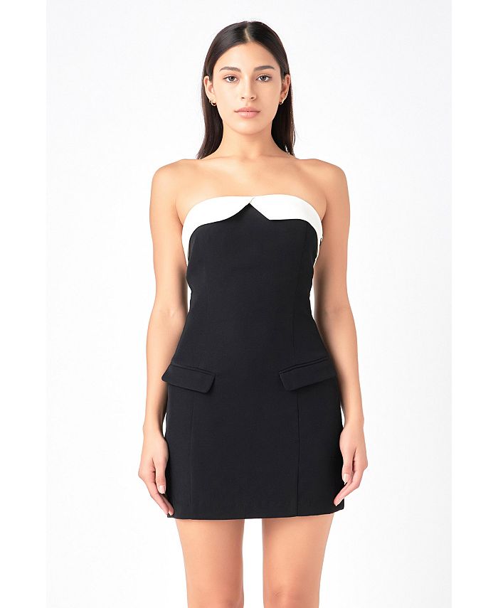 Grey Lab Women's Strapless Contrast Mini Dress - Macy's
