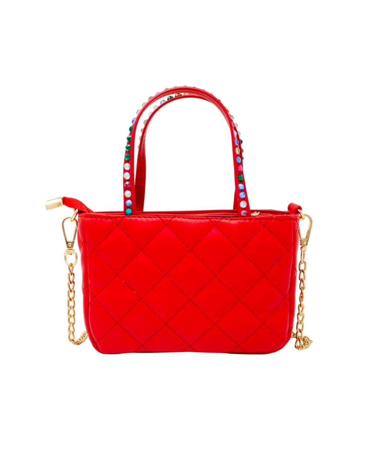 Click here for Girls Red Quilted Rhinestone Tote Bag - Red prices