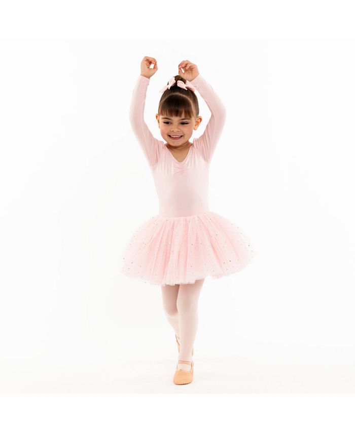Flo Dancewear Girls Pink Long Sleeve Tutu Dress with 4 Layer Sequin ...