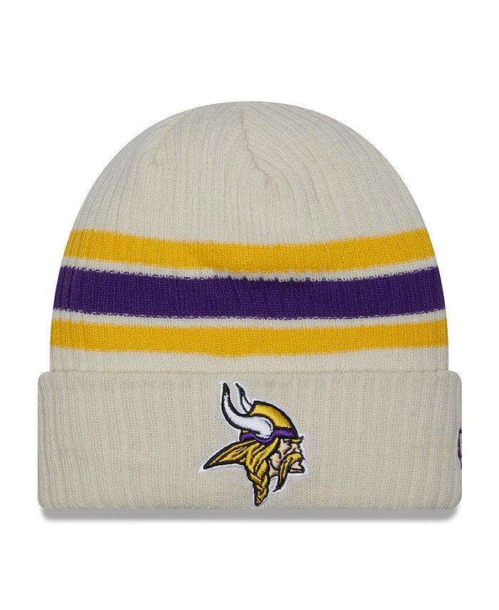 New Era Men's Cream Minnesota Vikings Team Stripe Cuffed Knit Hat - Macy's