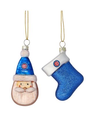 Chicago Cubs Two-Pack Santa and Stocking Blown Glass Ornament Set - Macy's