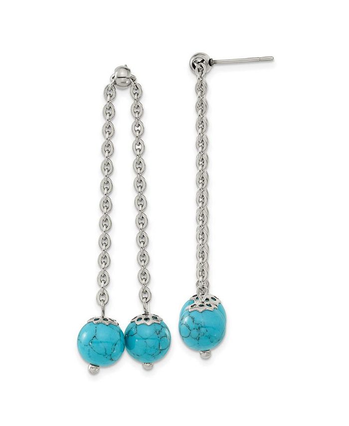Chisel Stainless Steel Synthetic Turquoise Moveable Dangle Earrings ...