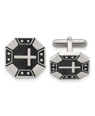 Chisel Stainless Steel Brushed Black IP-plated Cross Cufflinks - Macy's