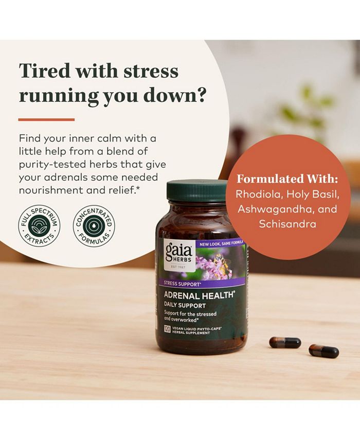 Gaia Herbs Adrenal Health Daily Support - With Ashwagandha, Holy Basil ...
