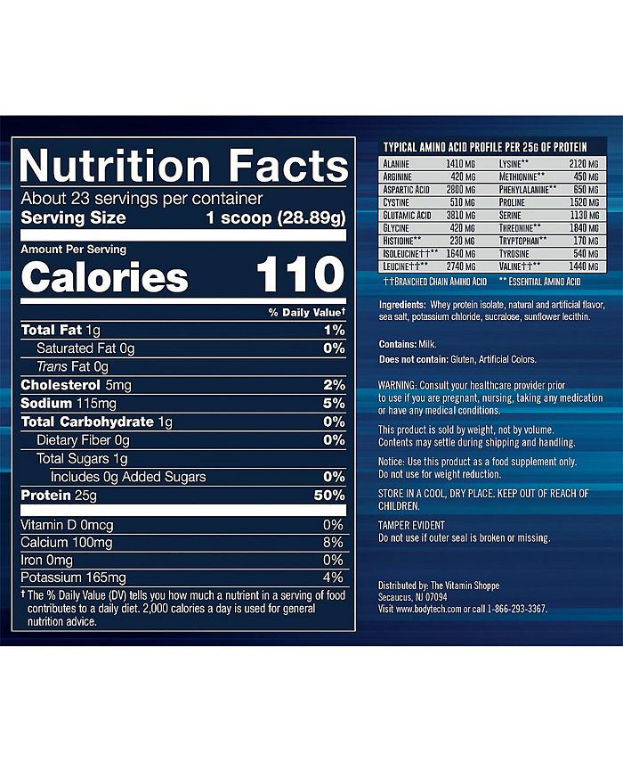 BodyTech Whey Protein Isolate - French Vanilla (1.5 Lbs. / 23 Servings ...