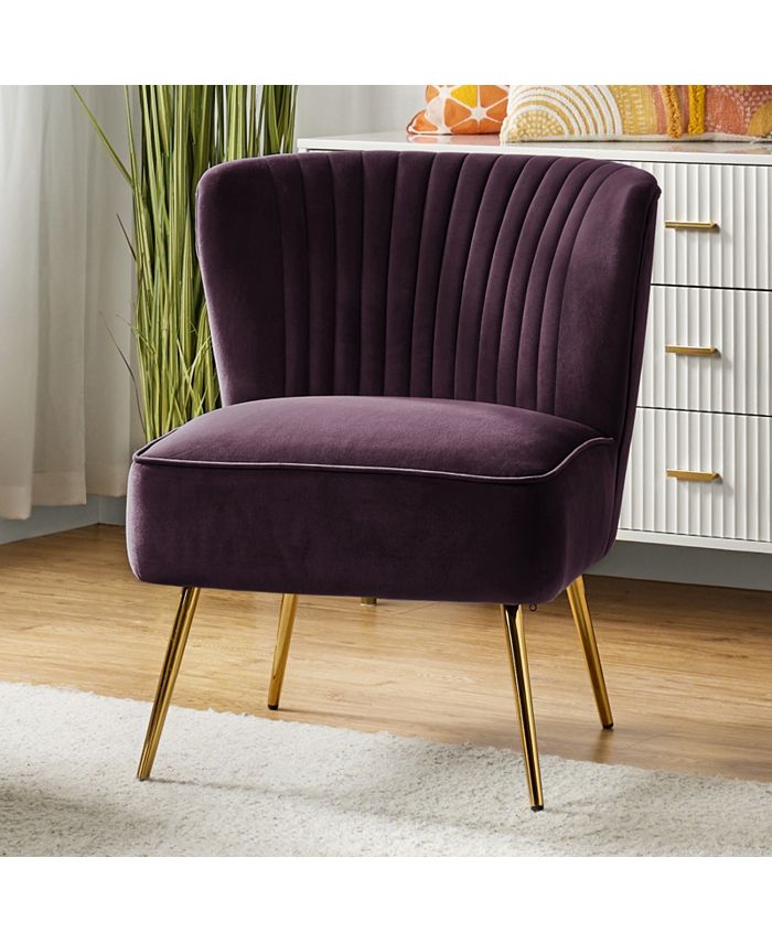 Hulala Home Velvet Accent Chair with Gold Metal Legs for Bedroom Guest ...