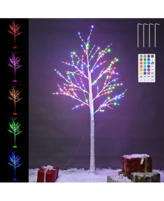 6 Ft Birch Tree Light 305 RGB LED Color Changing Home Outdoor Christmas ...