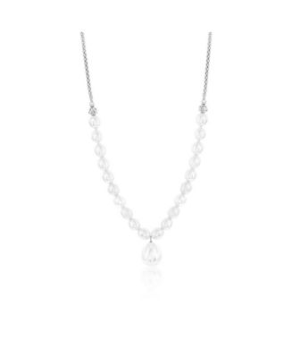 Sterling Silver Freshwater Pearl Hanging Pearl Necklace - Macy's